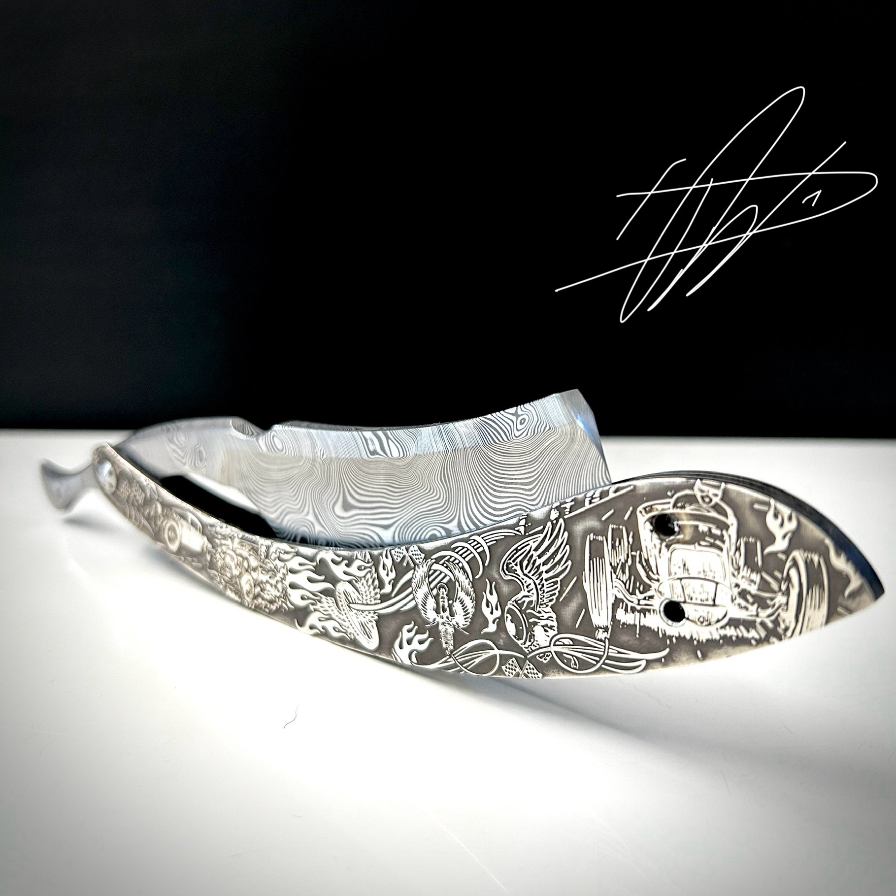 Woolfblades 405 Custom Made in a Bjorkmans Twist Damasteel razor ,And ...