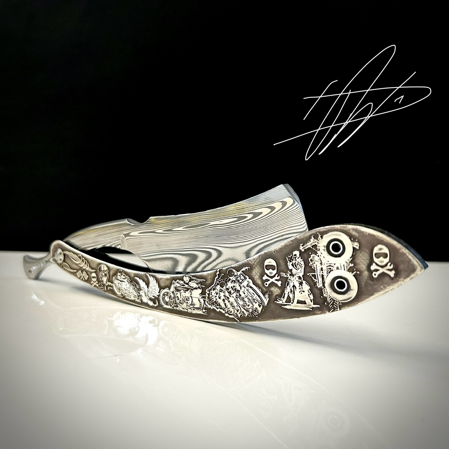 Woolfblades 408 Custom Made in a Parallel pattern Damasteel razor ,And ...