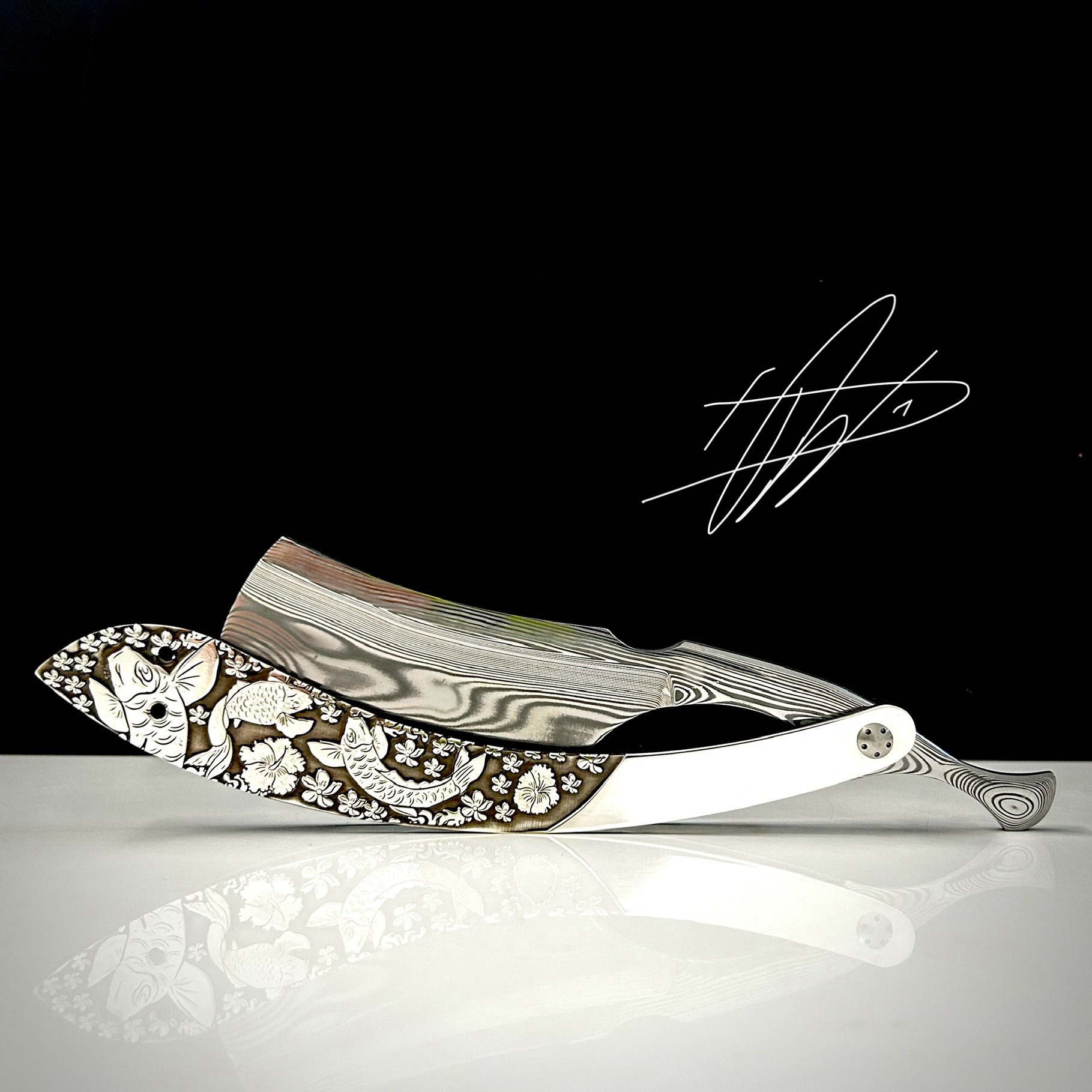 Woolfblades 409 Custom Made in a Parallel pattern Damasteel razor ,And ...